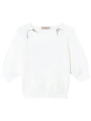 TWINSET Oval T-plaque Cut-out Sweater - White