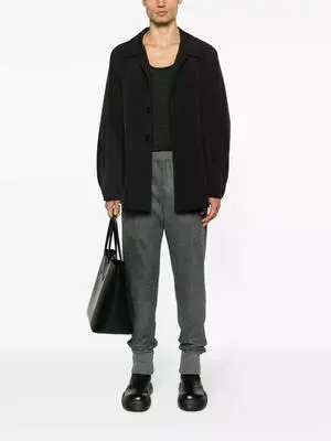 JIL SANDER Elasticated-waistband Wool Track Pants - Grey