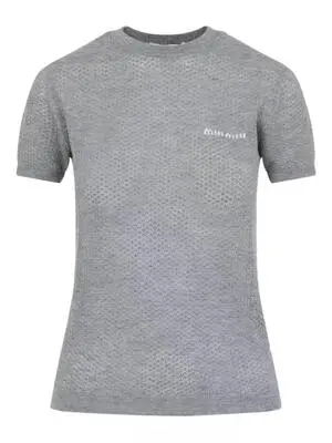 Miu Miu Logo Intarsia T-shirt