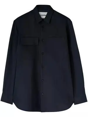 JIL SANDER Long-sleeved Wool Shirt - Blue