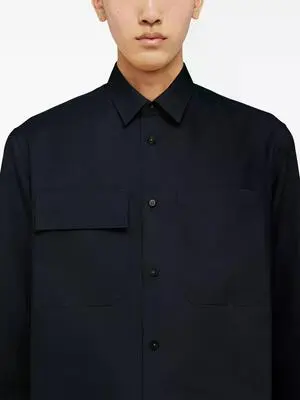 JIL SANDER Long-sleeved Wool Shirt - Blue
