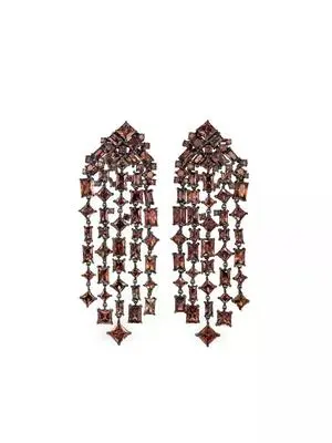 ANABELA CHAN Rhodium Cascade Quartz Earrings - Brown