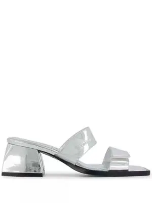 NODALETO Tone Leather Embossed Logo Sandals