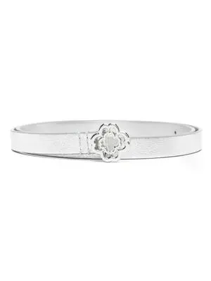 Maje Clover Slim Leather Belt - Silver