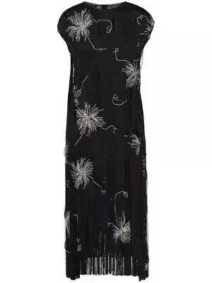 Prada Fringed Embroidered Dress