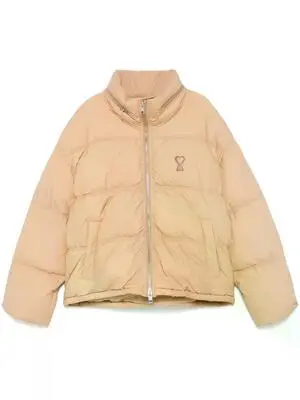 AMI Paris De Coeur Puffer Jacket - Brown