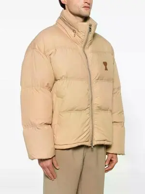 AMI Paris De Coeur Puffer Jacket - Brown