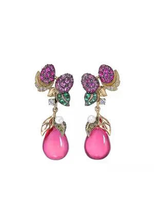 ANABELA CHAN 18kt Yellow Gold Vermeil Multi-stone Drop Earrings - Red
