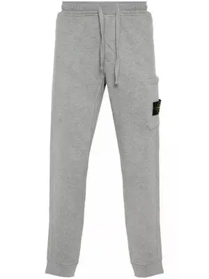 Stone Island Compass Badge Mélange Tapered Trousers - Grey