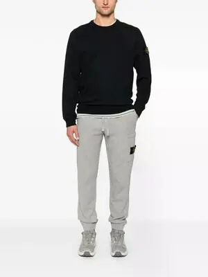 Stone Island Compass Badge Mélange Tapered Trousers - Grey