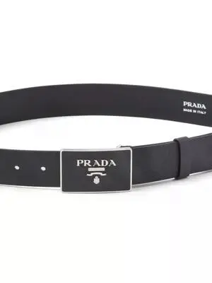 Prada Logo-plaque Leather Belt - Black