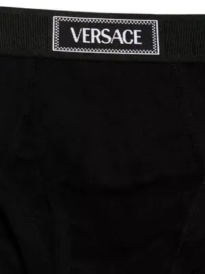 Versace Cotton Ribbed Briefs - Black