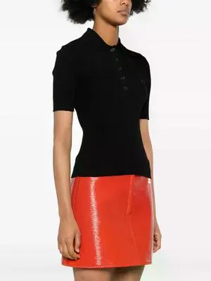 COURREGES Iconic Rib-knit Polo Shirt