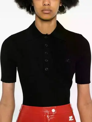 COURREGES Iconic Rib-knit Polo Shirt