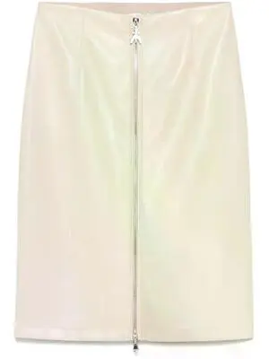 Patrizia Pepe Faux-leather Midi Skirt - Neutrals