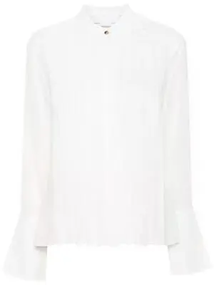 GENNY Pleated Silk Shirt - White