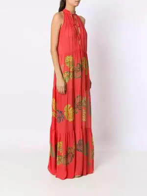 AMIR SLAMA Palm Leaf Print Maxi Dress
