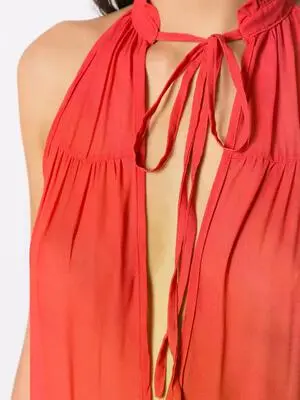 AMIR SLAMA Palm Leaf Print Maxi Dress