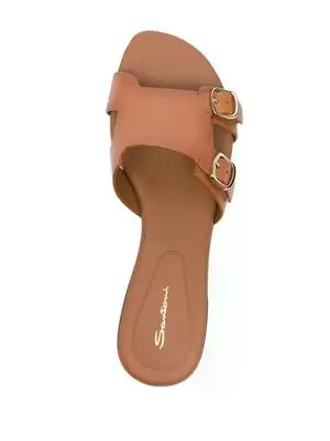 Santoni Double-buckle Leather Sandals - Brown