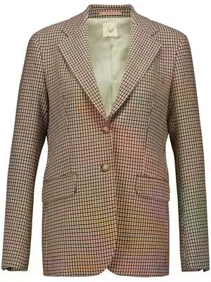 PAULA Houndstooth-check Wool Blazer - Brown