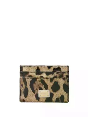 Dolce & Gabbana Leopard-print Logo-plaque Card Holder - Brown