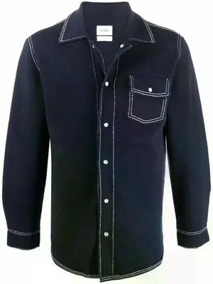 BARRIE Flap-pocket Cashmere Overshirt - Blue