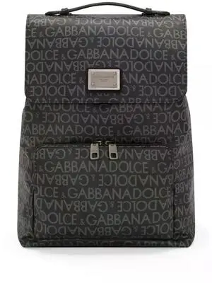 Dolce & Gabbana Coated Jacquard Backpack - Black