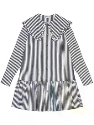 GANNI Striped Cotton Shirt Dress