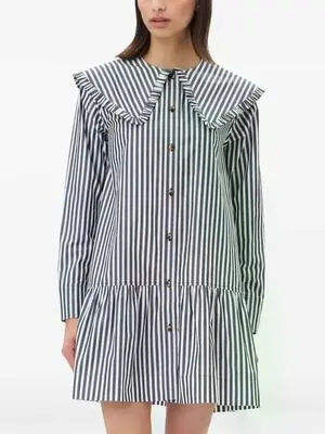 GANNI Striped Cotton Shirt Dress