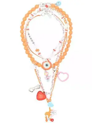 AMIR SLAMA Six-strand Charm Necklace - Orange