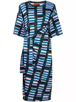 Colville Abstract-print Twisted Midi Dress - Black