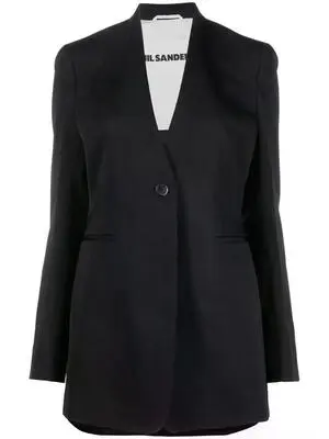 JIL SANDER Lapelless Single-breasted Blazer - Black