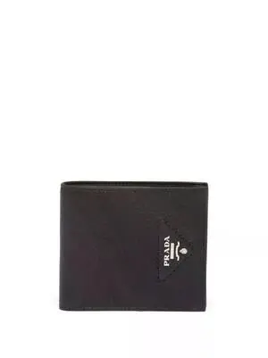 Prada Pebbled-texture Logo-plaque Wallet - Black