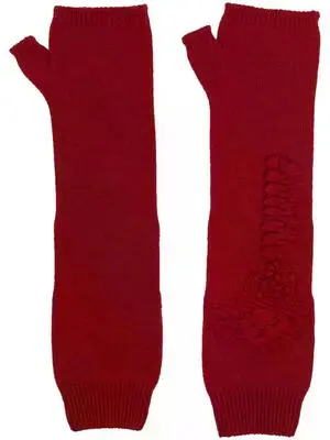 BARRIE Cashmere Fingerless Mittens - Red