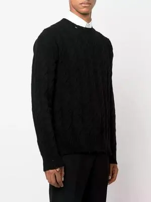 LANEUS Cable-knit Crew Neck Sweater