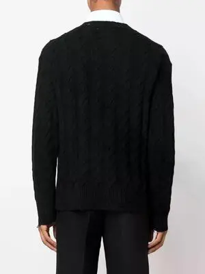 LANEUS Cable-knit Crew Neck Sweater
