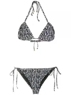 AMIR SLAMA Polka Dot-print Triangle Bikini - Black