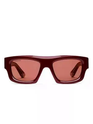 Gucci Rectangle-frame Sunglasses - Red