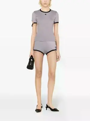 COURREGES Contrast Cotton Mini Shorts