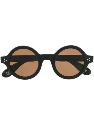 LESCA Saga Round-frame Sunglasses - Black