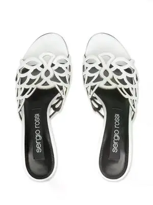 SERGIO ROSSI Sr Mermaid 90mm Leather Mules - White