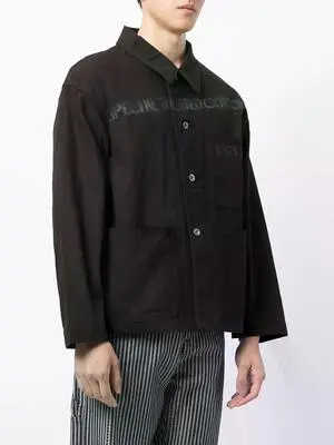 Visvim Logo-print Crinkle-effect Shirt Jacket