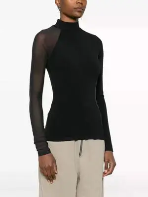 Y3 Mesh Panelled Mock Neck Top