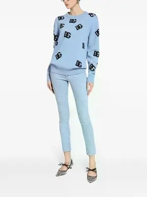 Dolce & Gabbana Logo Embroidered Jumper - Blue