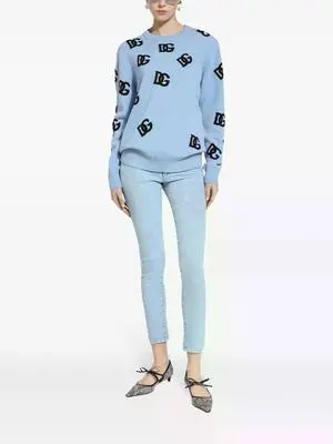 Dolce & Gabbana Logo Embroidered Jumper - Blue