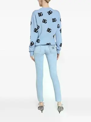 Dolce & Gabbana Logo Embroidered Jumper - Blue