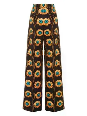 La DoubleJ La Comasca Floral-print Palazzo Trousers