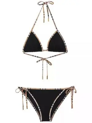 Burberry Check-trim Triangle Bikini - Black