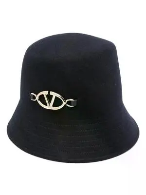 Valentino Garavani Vlogo Wool Bucket Hat - Black