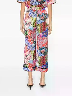 NISSA Cropped Paisley Print Trousers